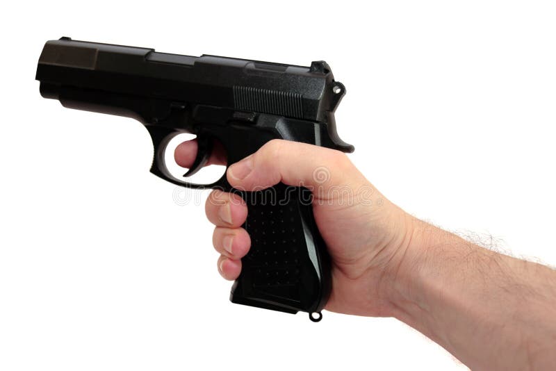 A Hand Holding a Semi Automat Gun Pointing Forward Stock Photo - Image ...
