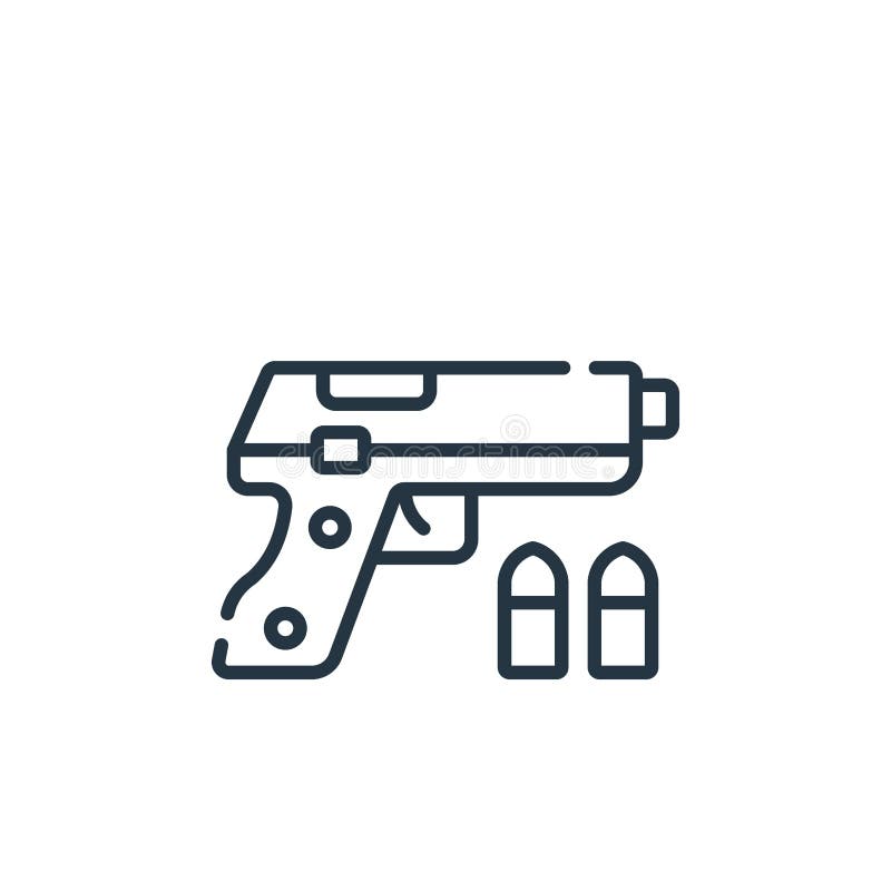 Gun Vector Icon Isolated on White Background. Outline, Thin Line Gun ...