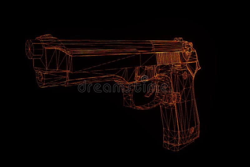 Gun Weapon Hologram Wireframe in Motion. Nice 3D Rendering Stock ...