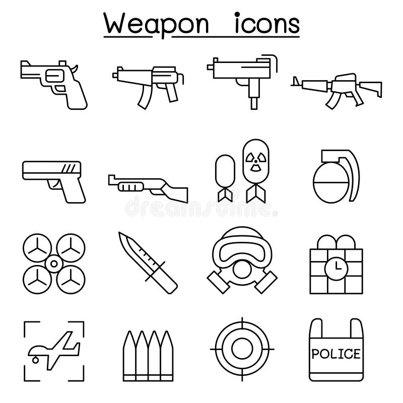 Vector Design of Weapon and Gun Sign. Collection of Weapon and Army ...
