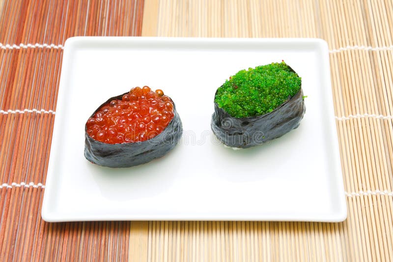 Gunkan with Caviar on a Plate Stock Image - Image of asia, seaweed ...