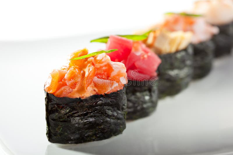 Gunkan Sushi Set stock image. Image of appetizer, fresh - 74592585