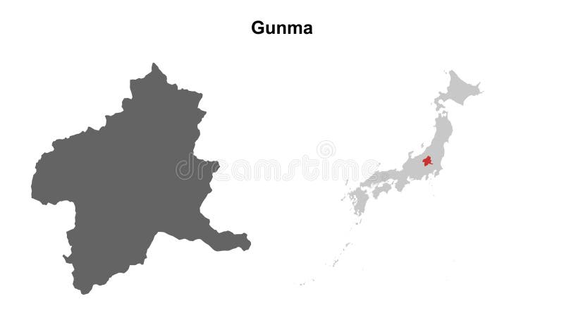 Gunma outline map stock vector. Illustration of contour - 378998069