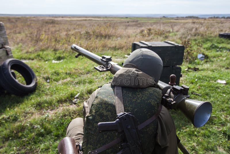 Gunner at the Rocket Launcher Stock Photo - Image of international ...