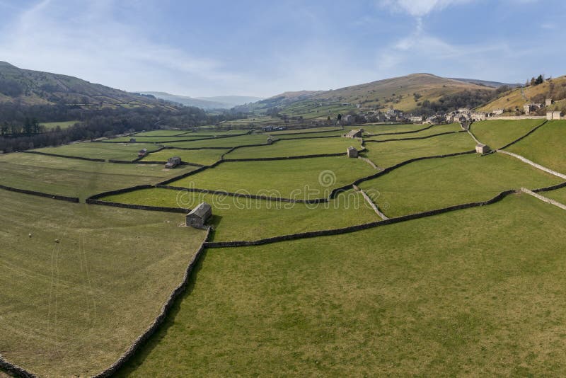 Gunnerside Panorama of Farmers Fields Stock Photo - Image of farmland ...