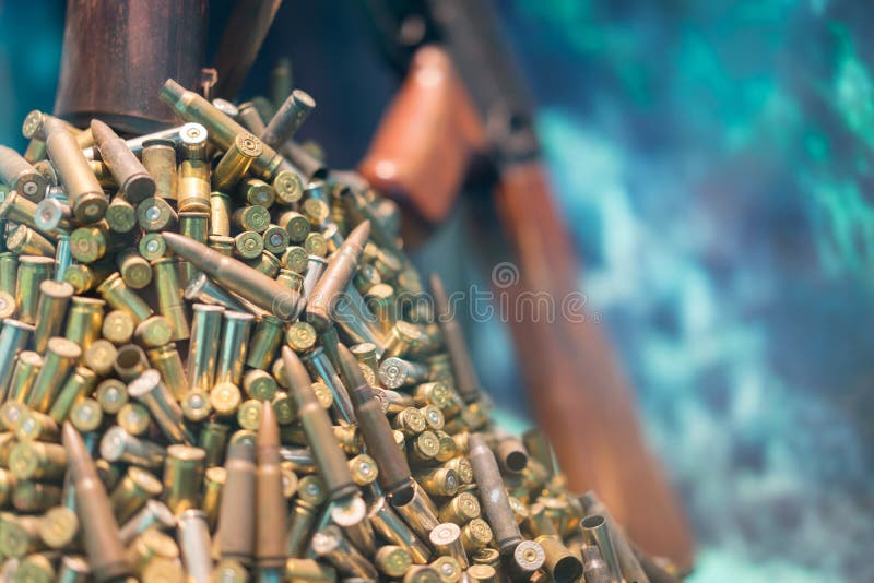 Guns and Ammunition Pile in Soft Light. Editorial Photography - Image ...