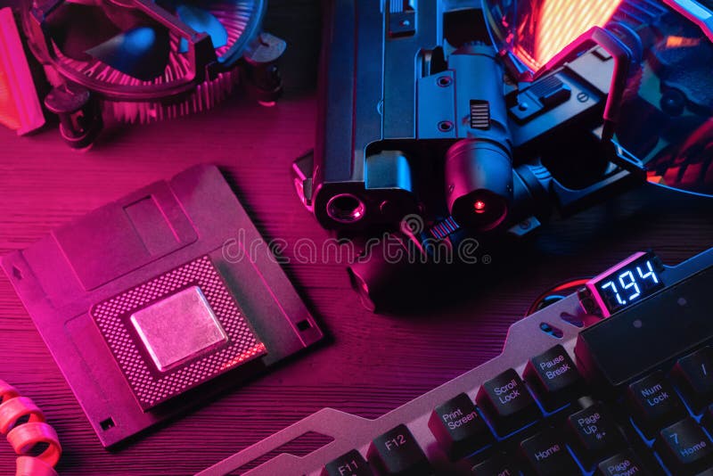Guns and Cpu Chip Close Up. Stock Photo - Image of weapon, sport: 204293376