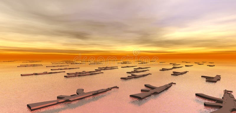 Guns floating in sea stock vector. Illustration of ocean - 14955387