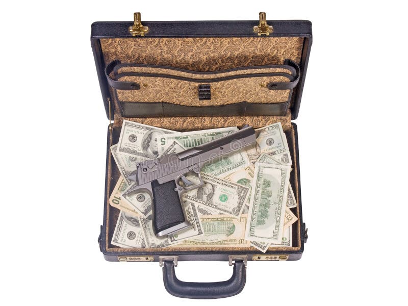 Guns and money stock image. Image of full, money, briefcase - 13123889