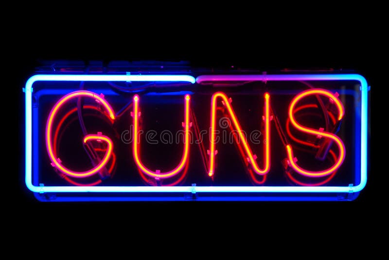 Isolated Gun and Ammo Neon Sign Stock Image - Image of bullet, store ...