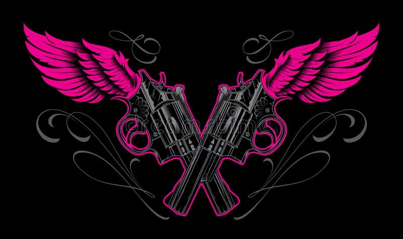Guns with Wings Tattoo Design Stock Vector - Illustration of cowboy ...
