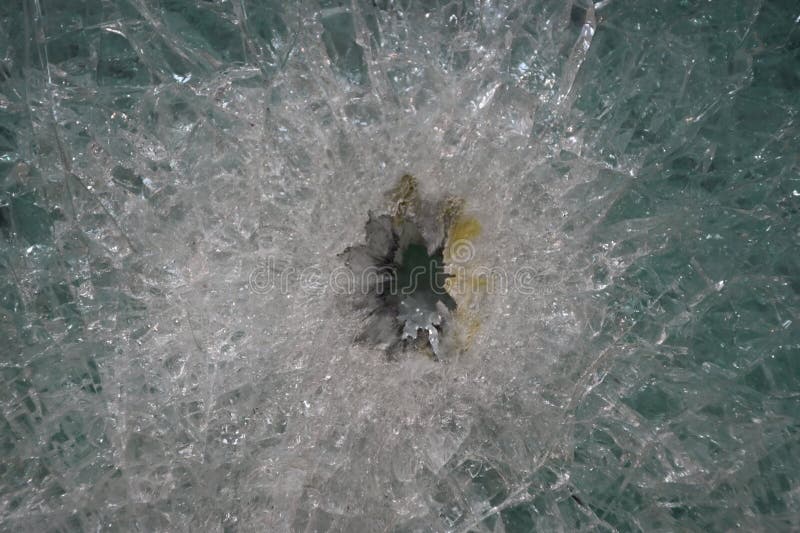 Gunshot Marks on Bulletproof Glass Stock Image - Image of police ...