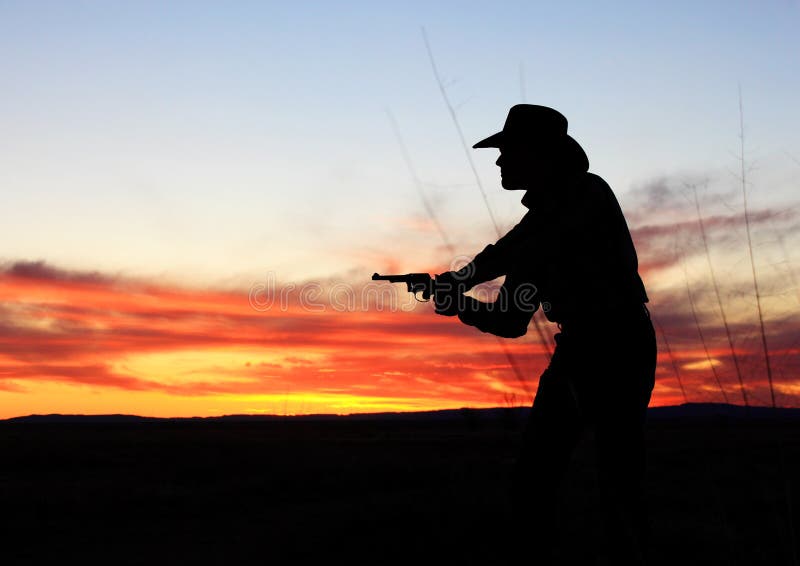 Gunslinger Sunset stock image. Image of adult, american - 23408637