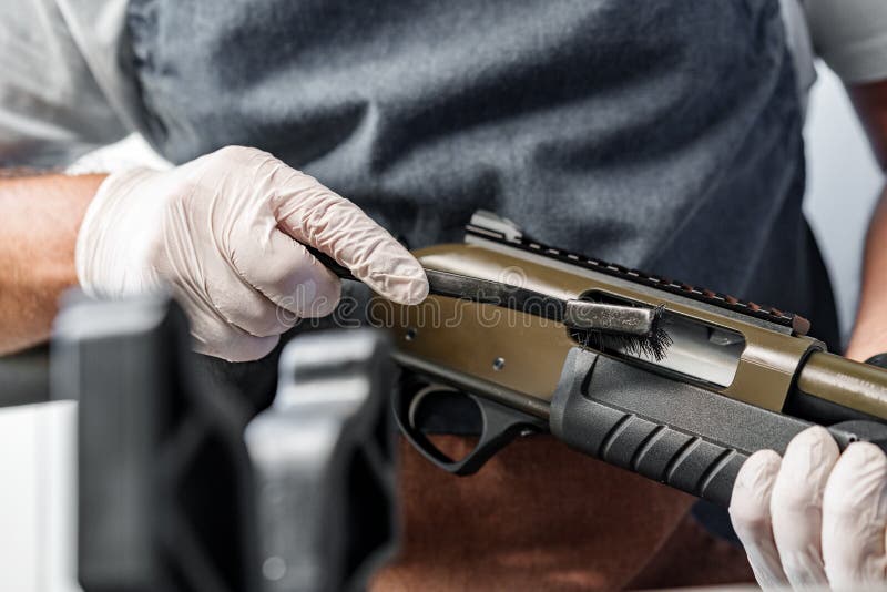 The Gunsmith Maintaining His Rifle in a Workshop Stock Image - Image of ...