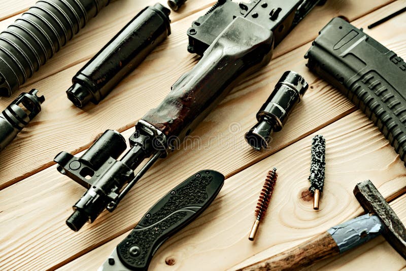 Gunsmith S Working Table for Gun Cleaning and Maintaining Stock Image ...