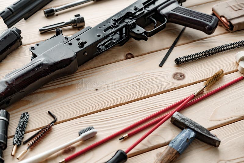 Gunsmith S Working Table for Gun Cleaning and Maintaining Stock Photo ...