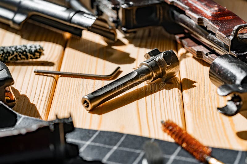 Gunsmith S Working Table for Gun Cleaning and Maintaining Stock Image ...