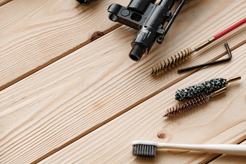 Gunsmith S Working Table for Gun Cleaning and Maintaining Stock Photo ...