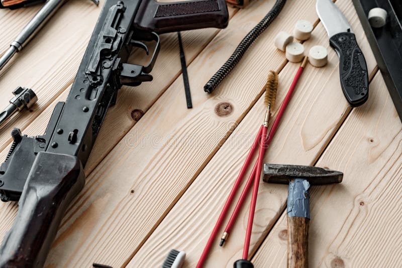 Gunsmith S Working Table for Gun Cleaning and Maintaining Stock Image ...