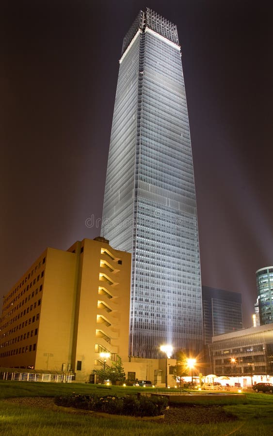 Guomao Large Skyscraper Beijing China Night Stock Photo - Image of ...
