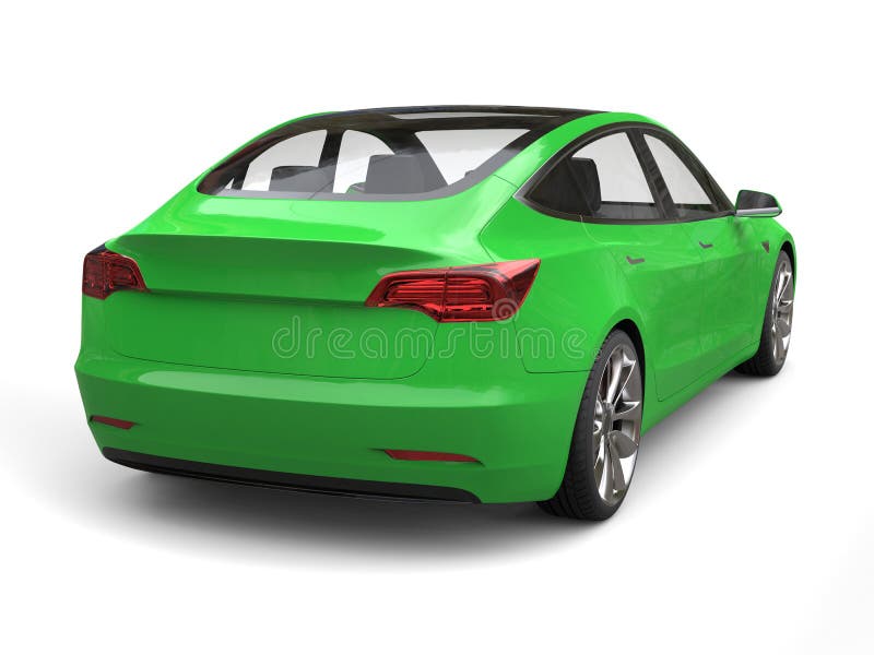 Guppie Green Modern Electric Car - Back View Stock Illustration ...