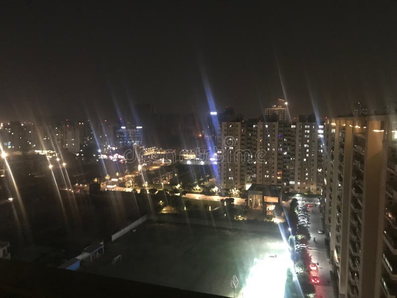 Gurgaon city at night stock photo. Image of night, city - 200879822
