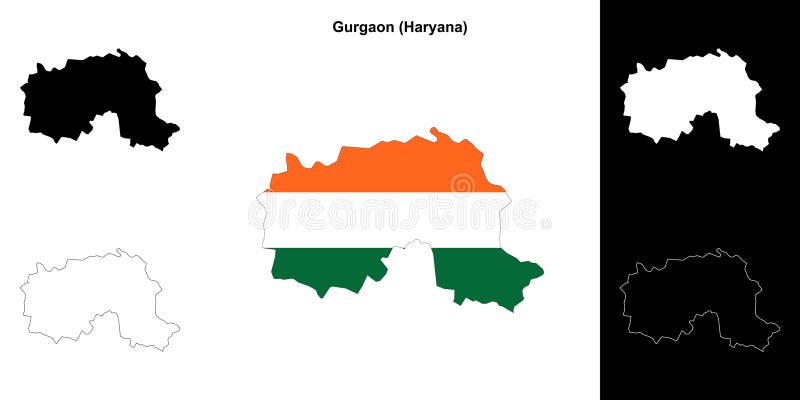 Gurgaon outline map stock vector. Illustration of detailed - 368827854