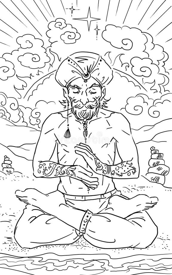 Guru de Yog ilustração stock. Ilustração de fechado, nascente - 58950643