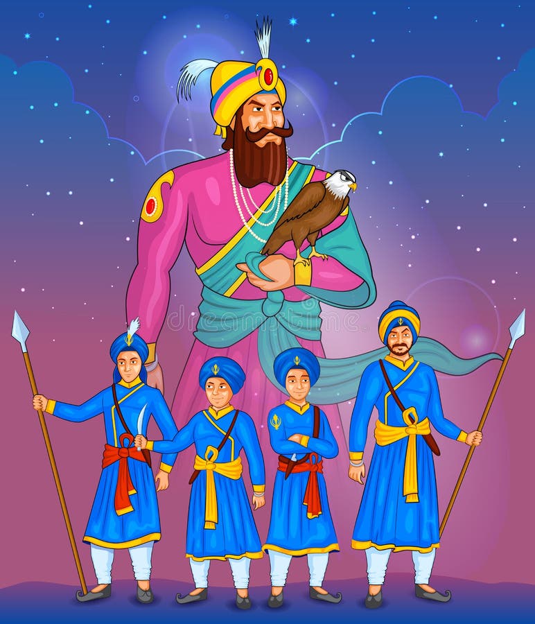 Guru Gobind Singh Jayanti stock vector. Illustration of bird - 48092087
