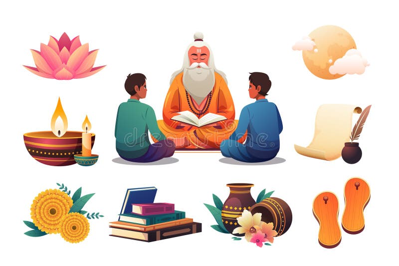 Guru Purnima Elemento Original Ilustração do Vetor - Ilustração de ...