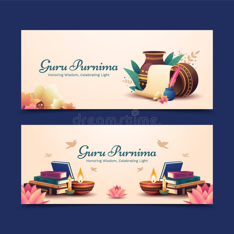 Guru Purnima Horizontal Banner Set Vektor Abbildung - Illustration von ...