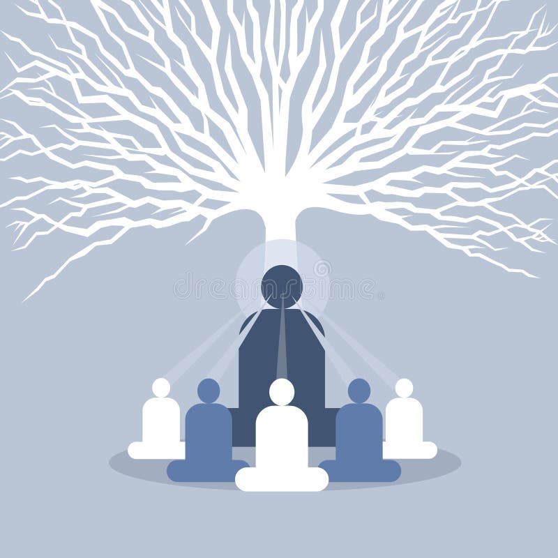 Teacher and Students Sitting Under a Tree Stock Vector - Illustration ...