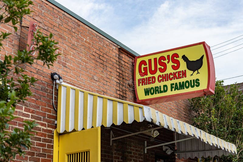 Gus`s Fried Chicken Sign Over the Awning Editorial Photo - Image of ...