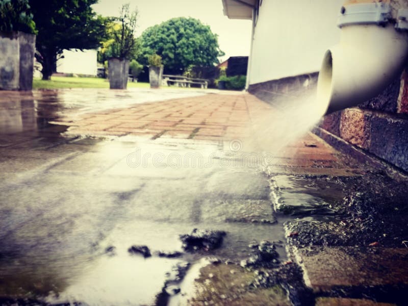 Gushing Water Filling a Pond in a Park Stock Image - Image of clean ...