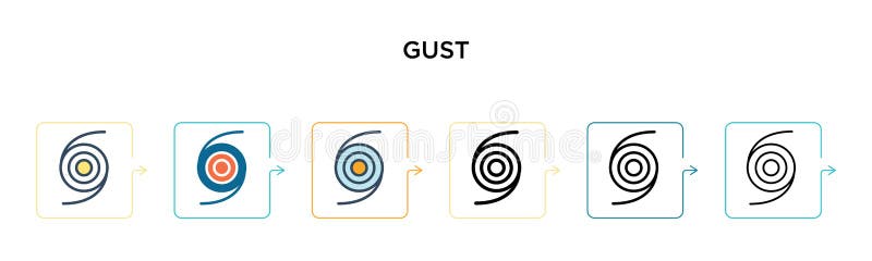 Gust Vector Icon in 6 Different Modern Styles. Black, Two Colored Gust ...