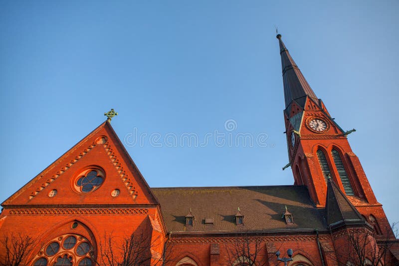 Gustav Adolf Church stock photo. Image of night, sweden - 148403244