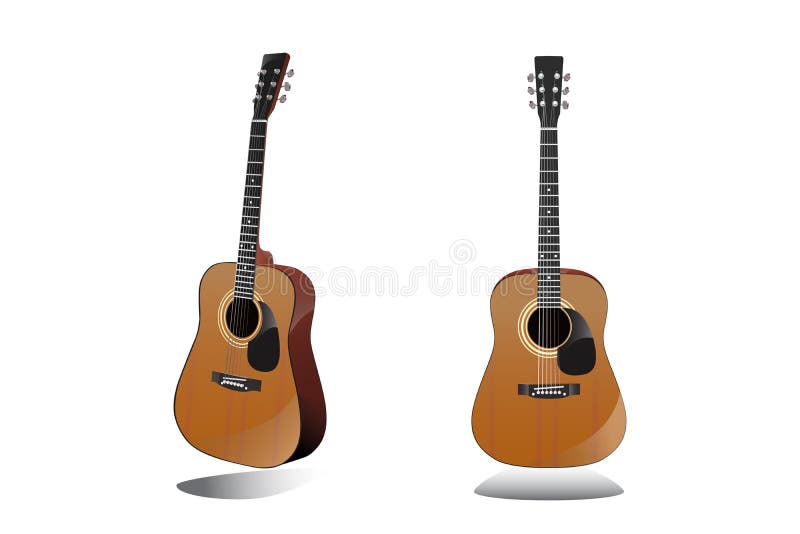 Classic Wood Acoustic Guitar - Front and Back View Stock Image - Image ...