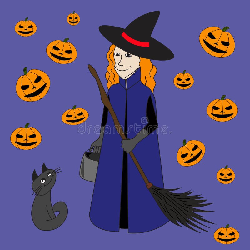 Gute Hexe vektor abbildung. Illustration von besen, halloween - 60800343