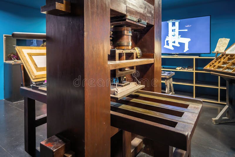 Gutenberg Press Replica at Gutenberg Museum Interior - Mainz, Germany ...