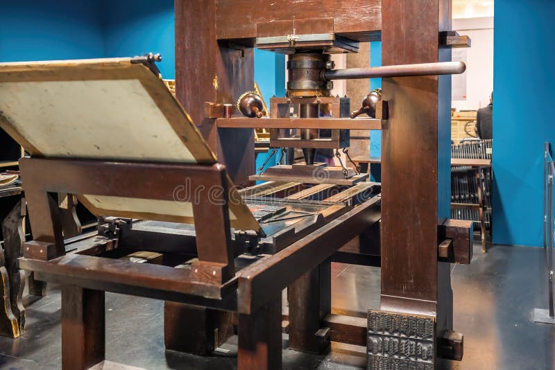 Gutenberg Press Replica at Gutenberg Museum Interior - Mainz, Germany ...