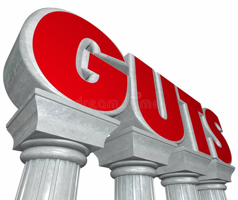 Guts 3d Word in Marble Stone Letters on Columns Strength Courage Stock ...