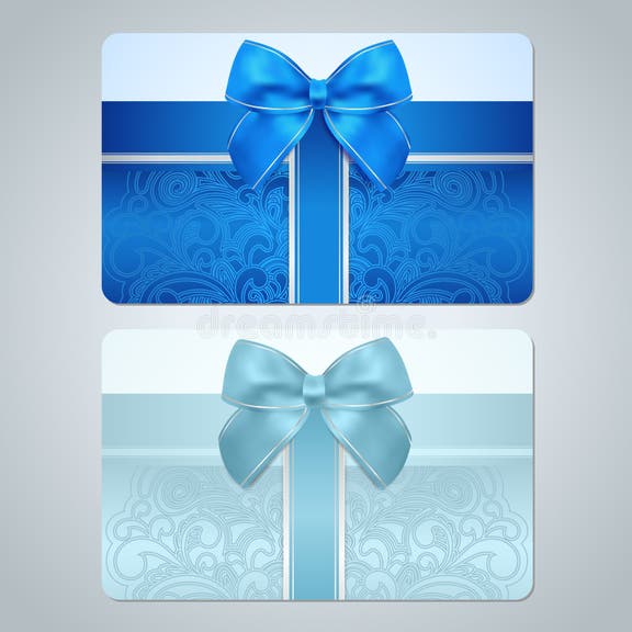 Geschenkkarte / Rabattkarte. Scroll-Muster, Schleife Vektor Abbildung ...