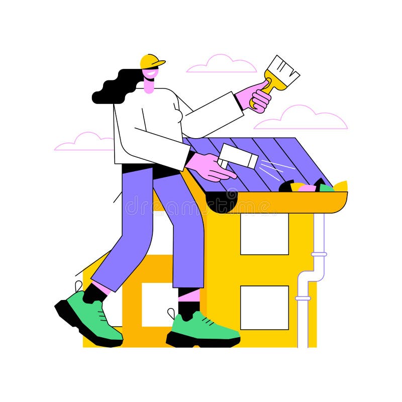 Cleaning Rain Gutter Stock Illustrations – 285 Cleaning Rain Gutter ...