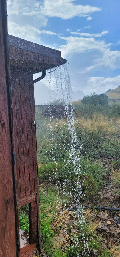 Gutter overflows stock photo. Image of soil, creating - 288422488
