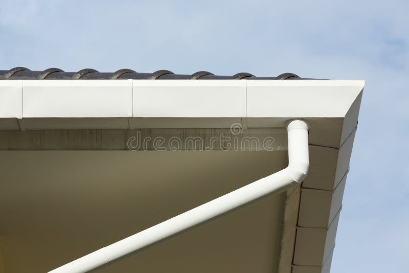 Gutter on Roof Top Residential Building Stock Photo - Image of urban ...