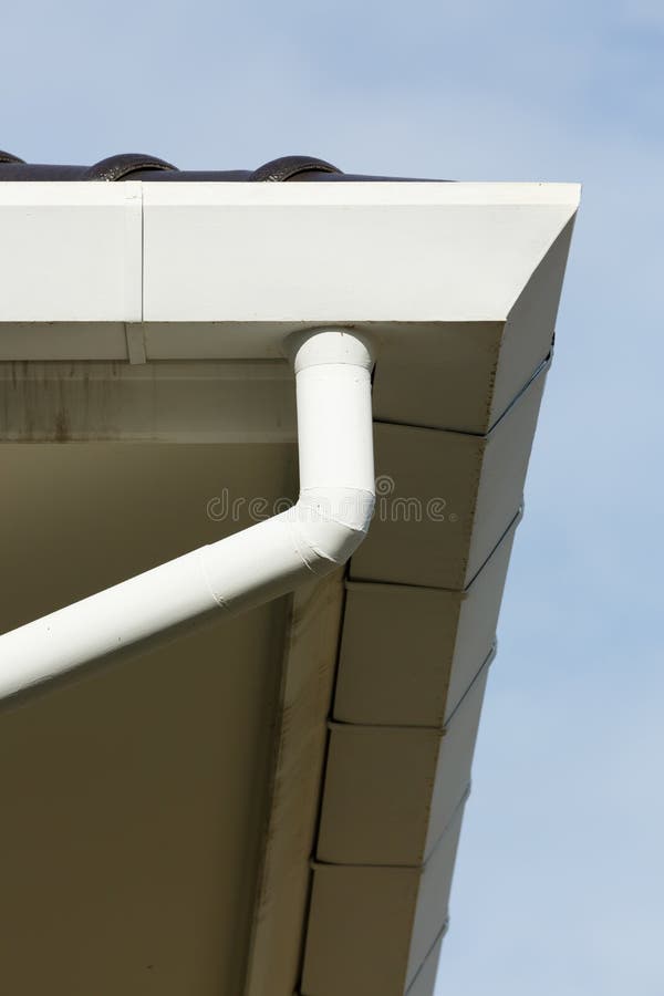Gutter on Roof Top Residential Building Stock Image - Image of exterior ...