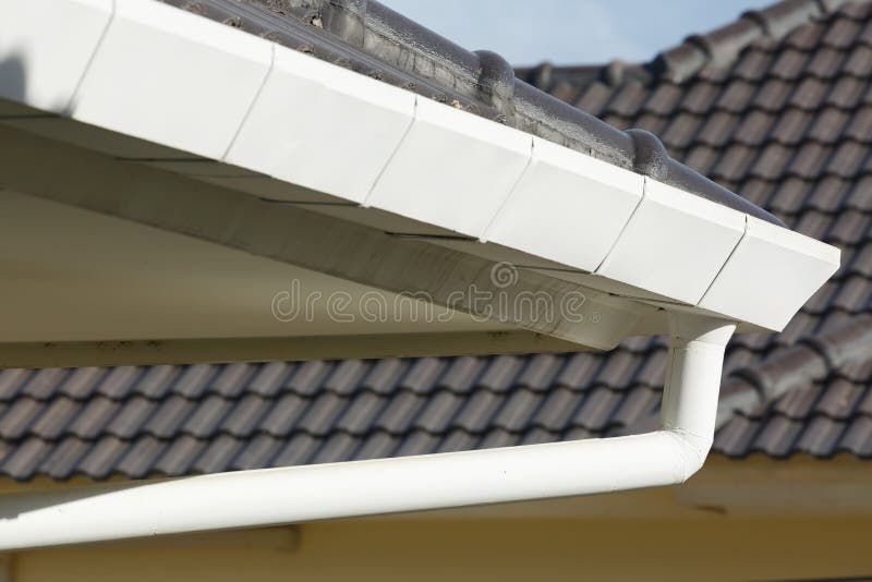 Gutter on Roof Top Residential Building Stock Photo - Image of build ...