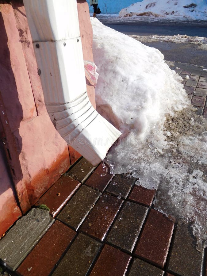 Gutter System in the Spring, Downspout Stock Image - Image of ...
