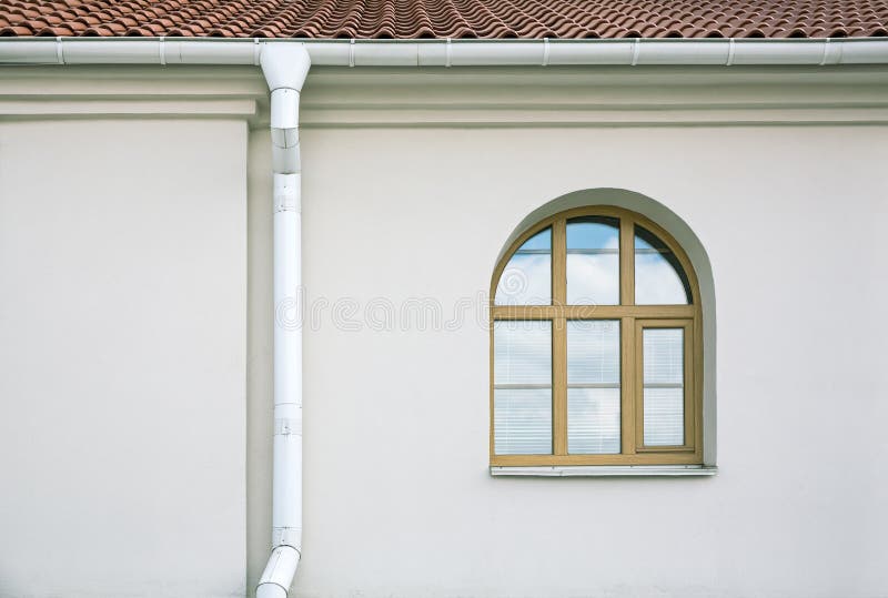Gutter with window stock image. Image of metal, building - 32469759