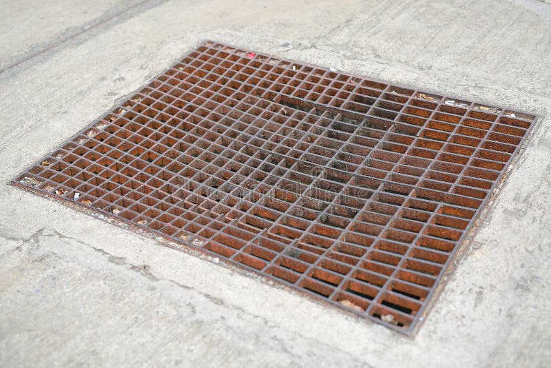 Gutter Cover Or Sewer Drain On Roadside. Stock Image - Image of grate ...